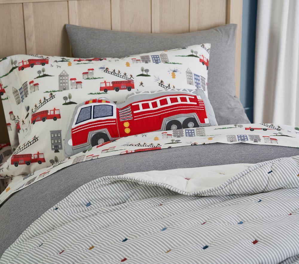 Embroidered Stripe Lightweight Comforter Pillowcases Pottery Barn Kids AU